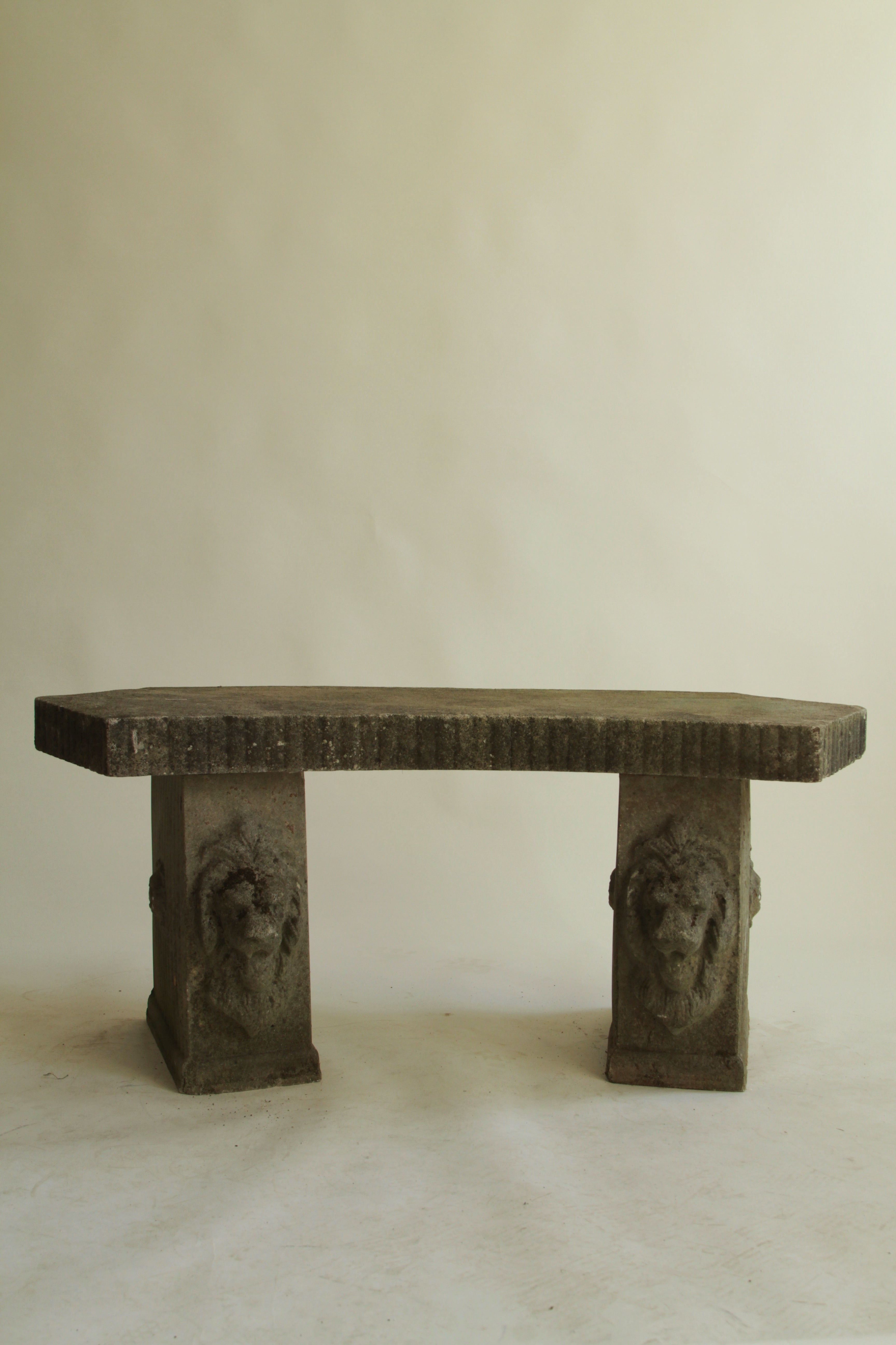Stone Bench with Lion Motif – Hollie Bowden Interiors
